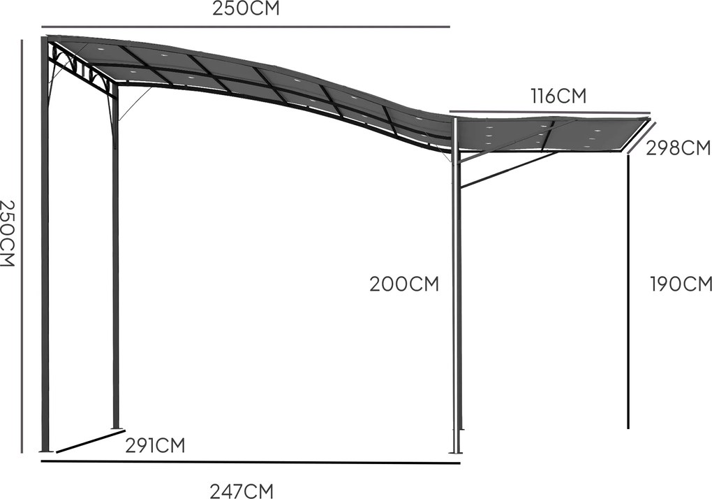 Pavilon se skládací střešní nástavbou odolný proti povětrnostním vlivům 3 x 2,5 m tmavě šedý