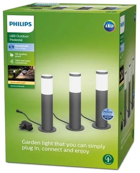 Philips - SADA 3x LED Venkovní lampa UTRECHT GARDENLINK LED/24W/230V 2700K IP44