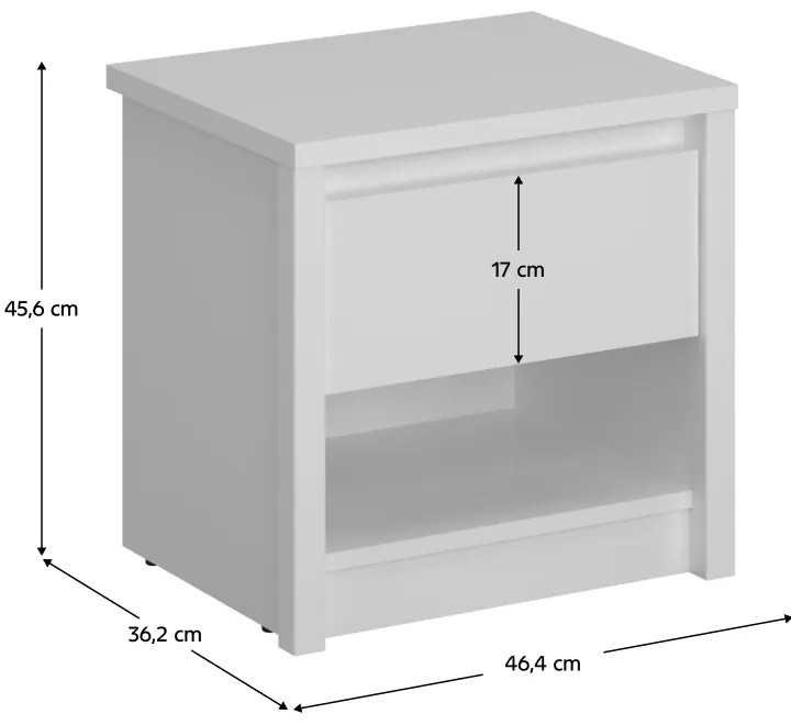 Kondela Noční stolek 1S, bílá, ERODIN