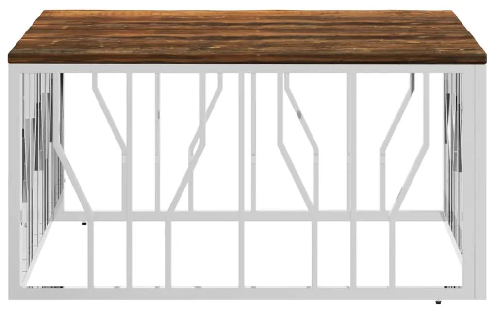 Konferenční stolek stříbrný nerezová ocel a recyklované dřevo,  350061