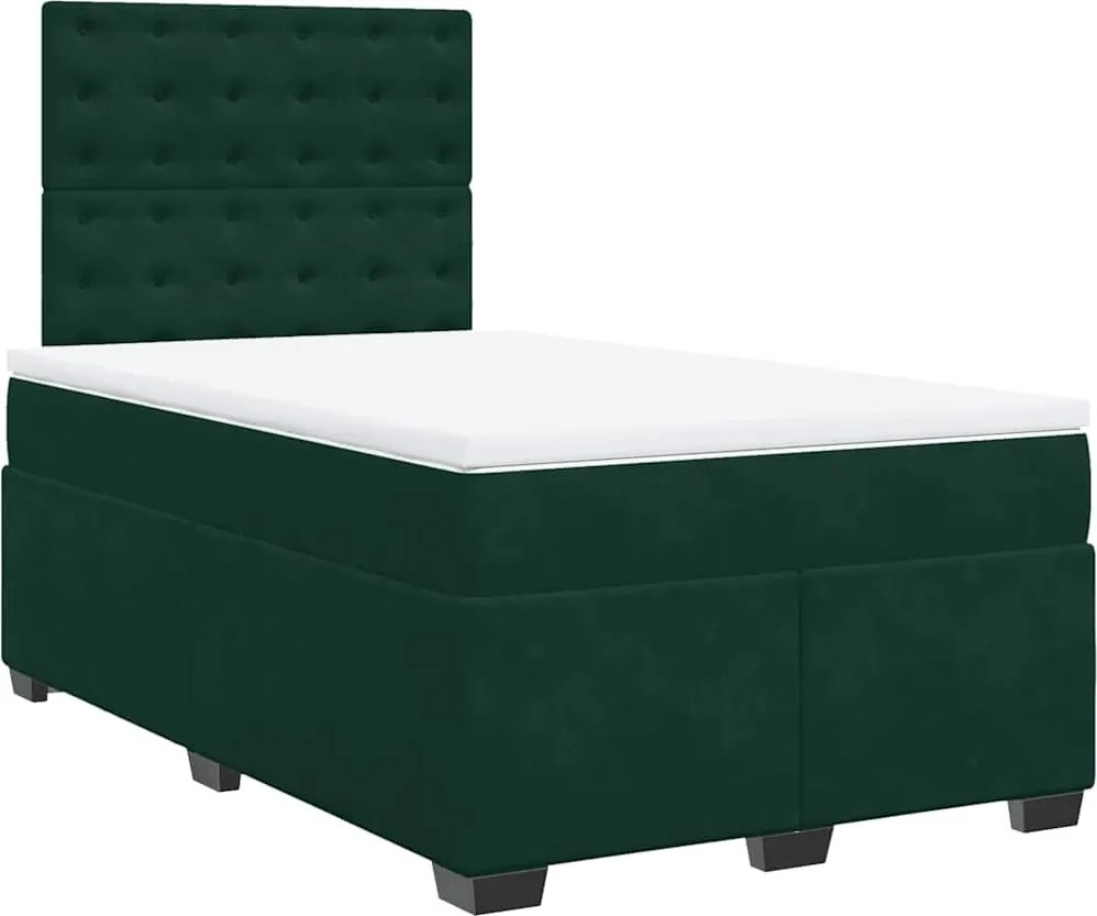 Box spring postel s matrací tmavě zelená 120x190 cm samet 3293173
