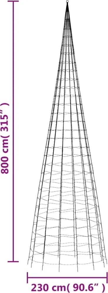 vidaXL Vánoční stromek na stožár 3 000 ch LED 800 cm [358120] Barva: Modrá