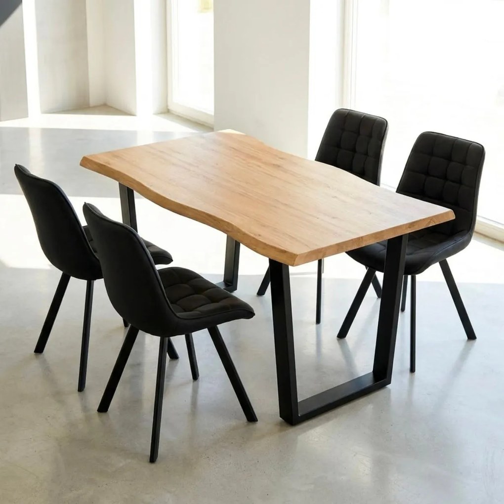 Vikio Jídelní set pro 4 osoby 160x90 cm dub noha U černá židle VJS156-4C