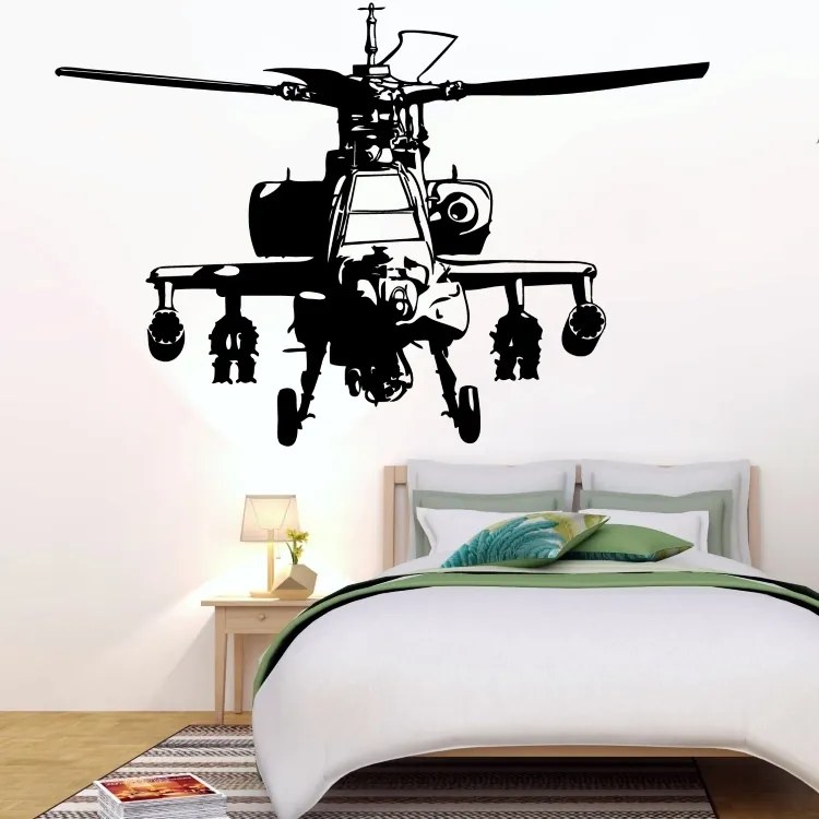 Americký bojový vrtulník Apache - vinylová samolepka na zeď 100x67cm