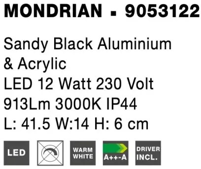 Moderní nástěnné svítidlo Mondrian 42 černé