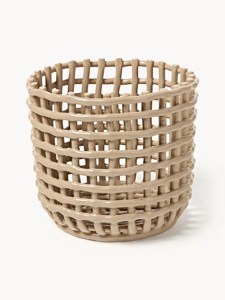 Ručně vyrobený keramický úložný košík Nalan, V 21 cm
