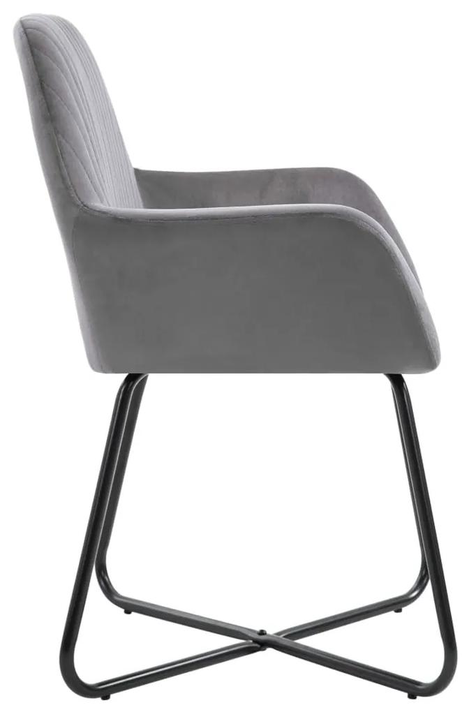 Jídelní židle 4 ks šedé samet,  277009