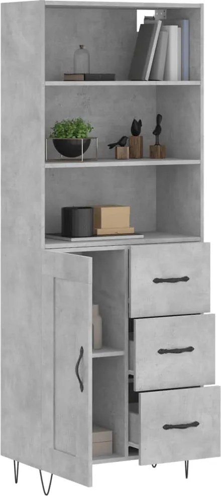 Skříň highboard betonově šedá 69,5x34x180 cm kompozitní dřevo 3190017