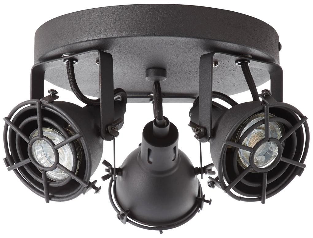 Brilliant G54334/86 JESPER - Industriální stropní bodové svítidlo v černé barvě, včetně LED žárovek 3xGU10, Ø 24cm