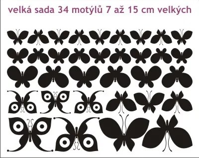 WALLVINIL Samolepky na zeď - Motýlí ráj 2012 Barva: Fialová, Velikost: 34 kusů
