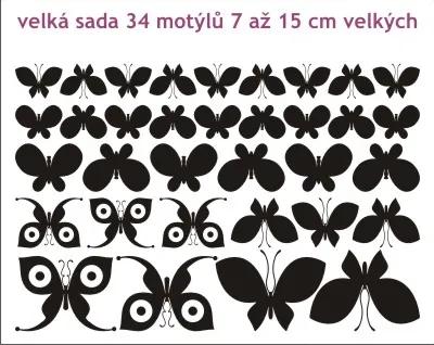 WALLVINIL Samolepky na zeď - Motýlí ráj 2012 Barva: Hnědá tmavá, Velikost: 34 kusů