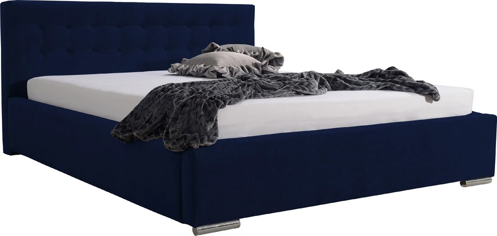 Eka Čalouněná postel Anastasia - Fresh 160x200 cm Barva látky - Fresh: Azurová (Fresh 30), Úložný prostor: S dřevěným rámem úložného prostoru