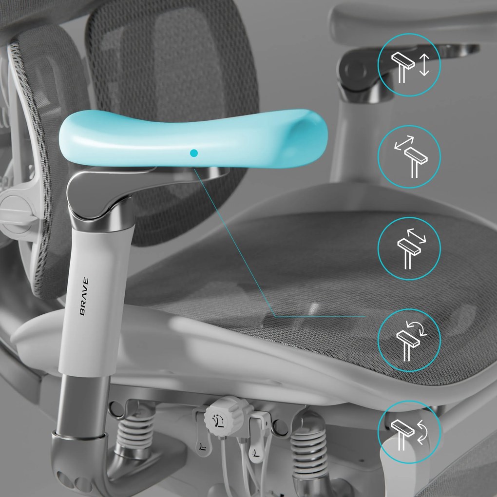 Ergonomická židle s podnožkou šedá Premium Normal Size: Diablo V-Kinetic