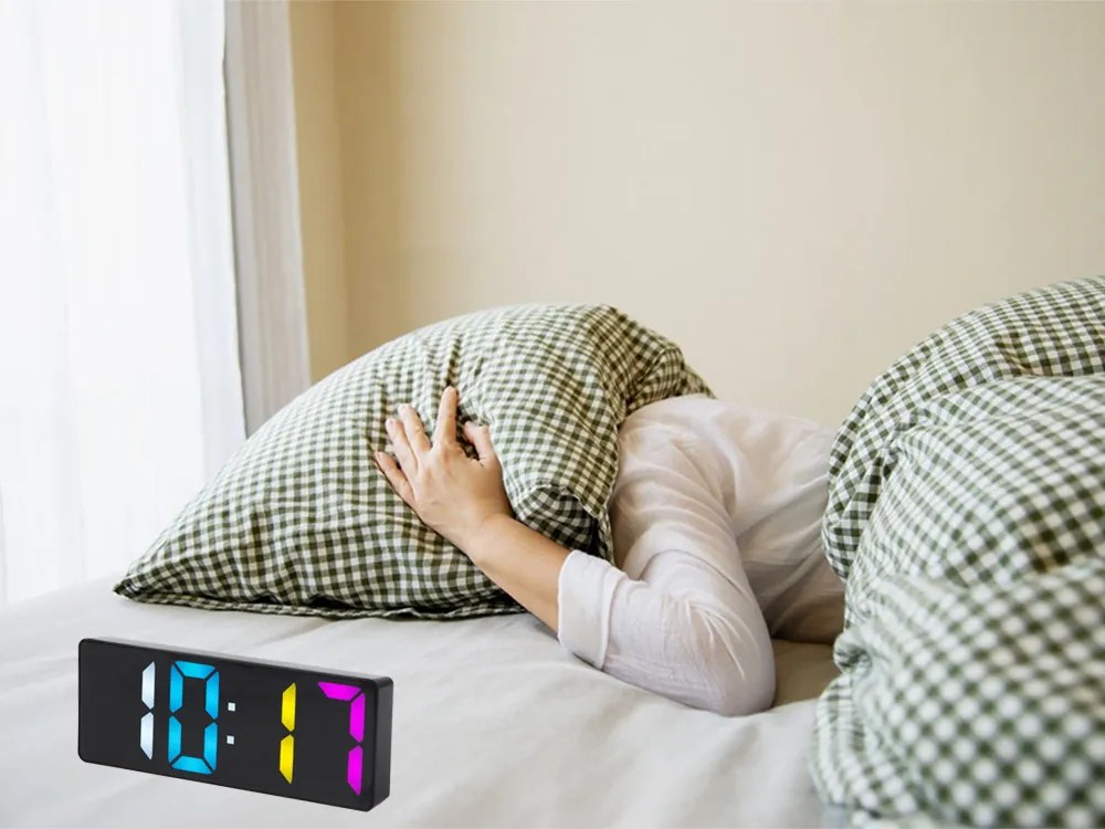 Verk Group DIGITÁLNÍ BUDÍK ELEKTRONICKÝ TEPLOMĚR BAREVNÝ BUDÍK DATUM SNOOZE
