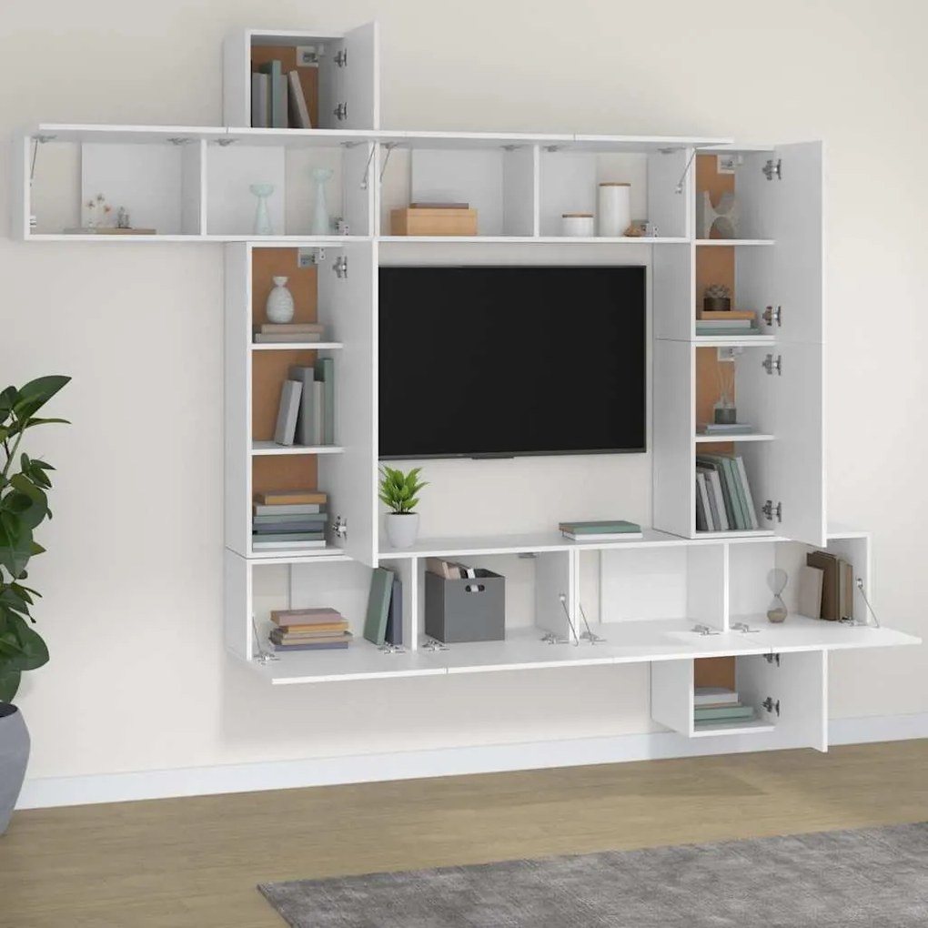9dílný set TV skříněk bílý kompozitní dřevo 3114654