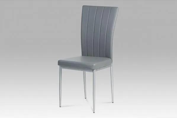 Jídelní židle koženka šedá / šedý lak