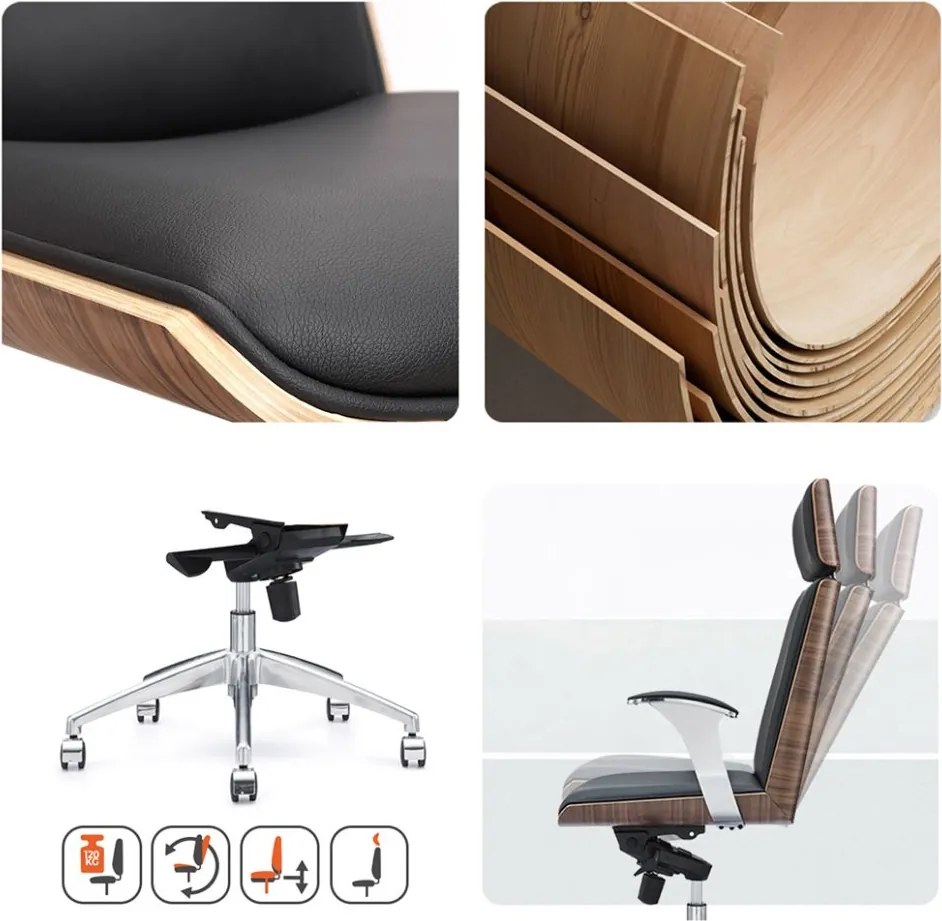 Designová kancelářská židle MOSH WUD Classic 133BL – černá