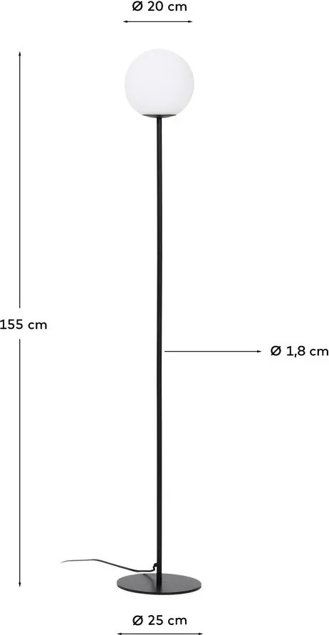 Bílá/černá stojací lampa se skleněným stínidlem (výška 155 cm) Brisia – Kave Home