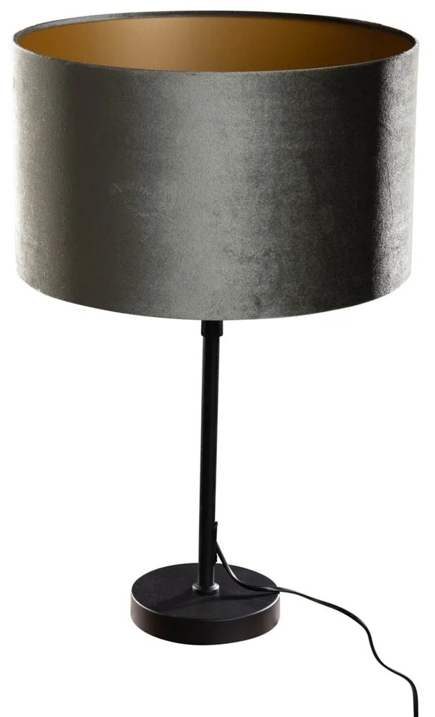 Stolní lampa černá s zeleným sametovým stínítkem 35 cm - Parte