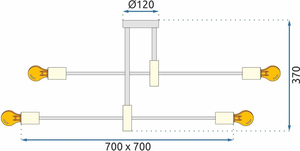 Toolight, moderní stropní svítidlo 8xE27 APP733-8C, černá-zlatá,