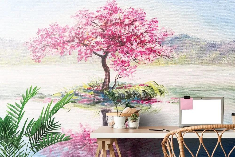 Samolepící tapeta orientální růžová třešeň - 300x200 cm