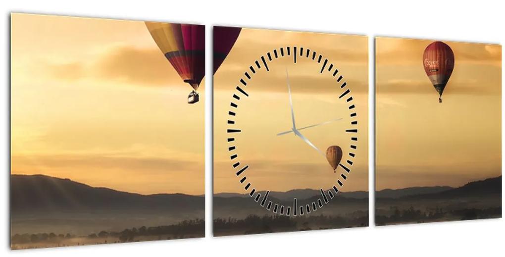 Obraz - létající balóny (s hodinami) (90x30 cm)
