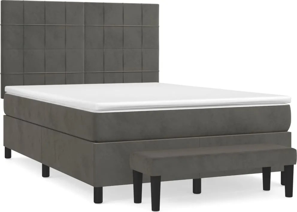 Box spring postel s matrací tmavě šedá 140x200 cm samet 3137846