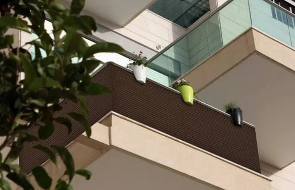 Balkonová zástěna - umělý ratan, 1,0x7m - zelená