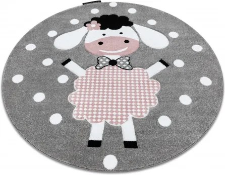 Makro Abra  Dětský kulatý koberec PETIT Ovečka šedý průměr 140cm