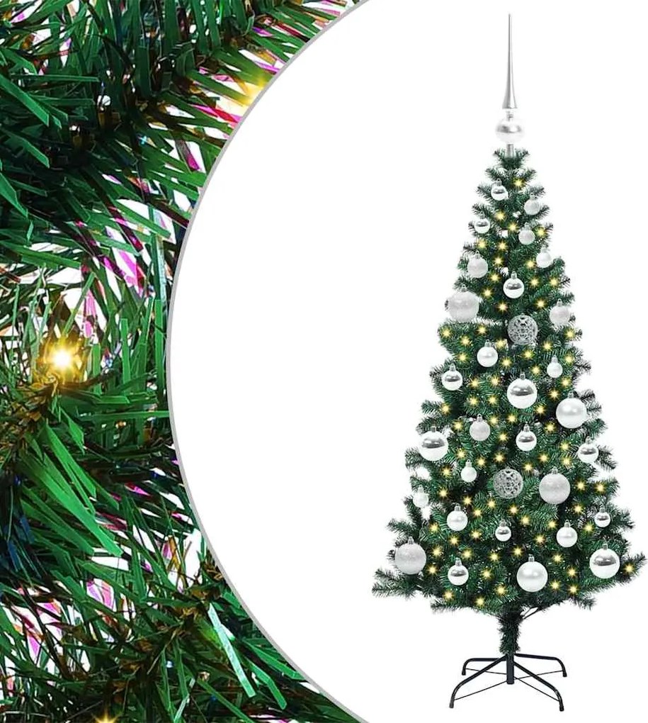Umělý osvětlený vánoční stromeček Zelená 120 cm PVC a kov 3396741