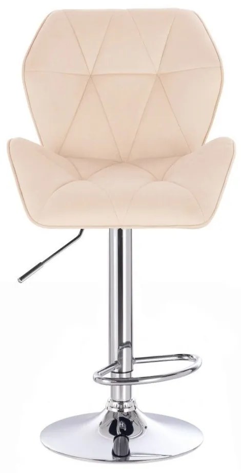 LuxuryForm DESIGN Barová židle MILANO MAX VELUR na stříbrné kulaté podstavě - krémová