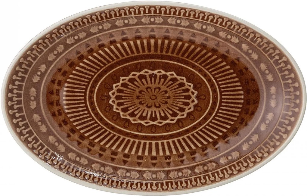 Bloomingville Servírovací talíř Rani Brown, béžová barva, hnědá barva, keramika