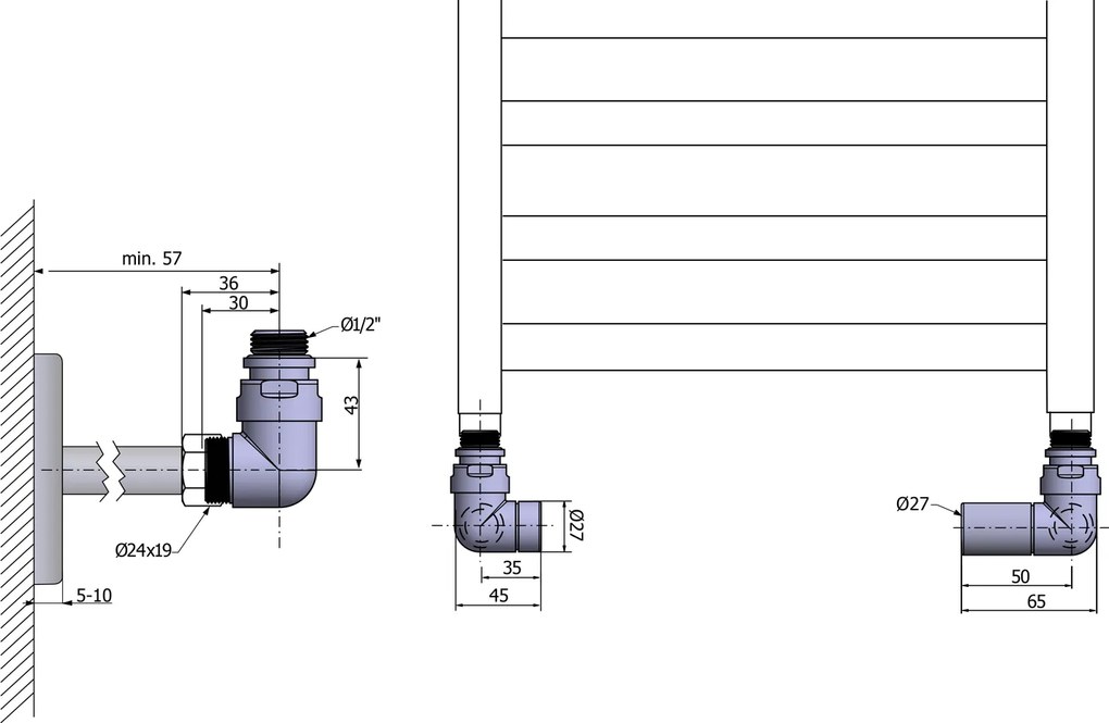 Sapho Corner Simply připojovací sada ventilů boční pravé provedení bronz TM1248