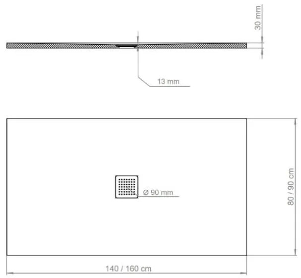 Polimat Perfetto obdélníková sprchová vanička, mat Rozměr vaničky: 140x80cm