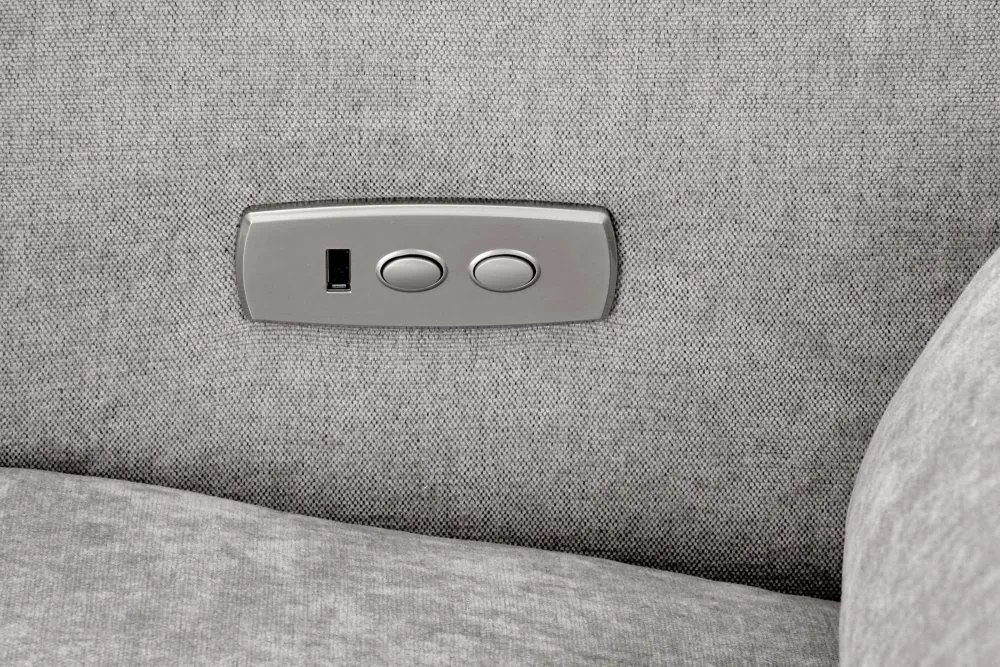 TV křeslo SAXON s elektrickým polohováním — látka, šedá