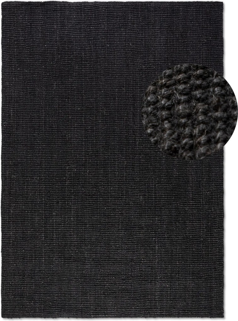 Hanse Home, Kusový koberec Bouclé Jute 105976 Black, 80x150, černá, chodba / předsíň