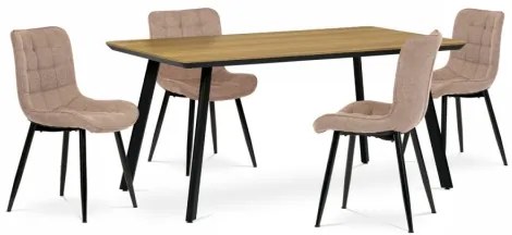 Jídelní stůl 160x90x76 dýha ostín dub kovové nohy černý lak HT-532 OAK