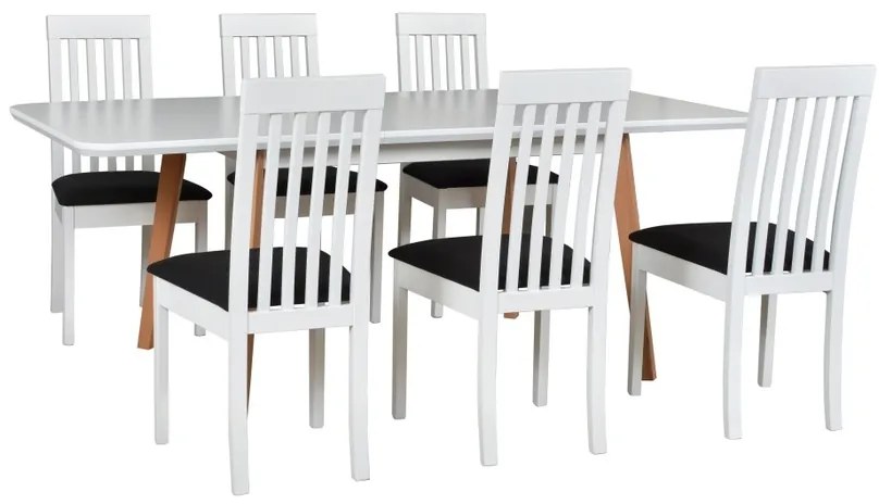stoly/jidelni-stul-oslo-8 deska stolu bílá, podnož grandson, nohy buk