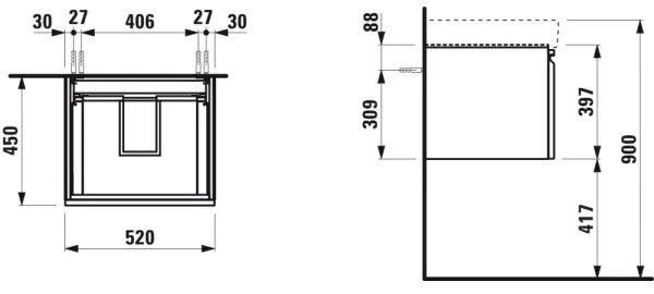 LAUFEN H4833510964751 - Koupelnová skříňka pro umyvadlo PRO 52 cm bílá