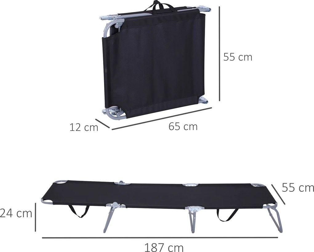 Outsunny lehátko kempingové skládací lehátko nastavitelné opěradlo zahradní lehátko nosnost až 120 kg Oxford Black