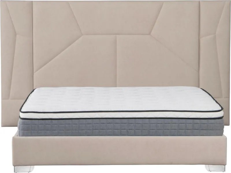 Postel ALTESA 160x200 s roštem a LED osvětlením, béžová Velvet látka Kondela 0000408415