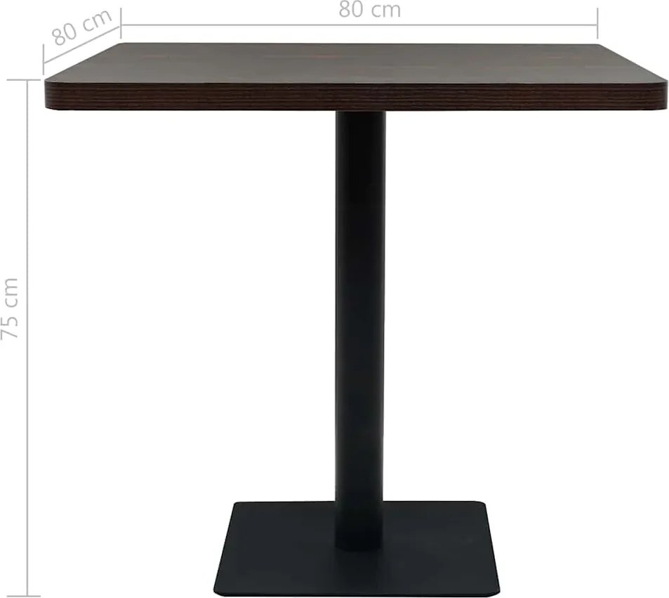 Bistro stůl MDF a ocel čtvercový 80 x 80 x 75 cm 245611