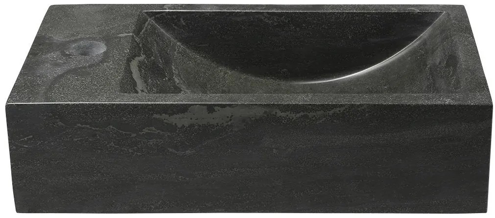 Sapho, BLOK kamenné umyvadlo 40x10x22 cm, otvor vlevo, černý Antracit, 2401-38