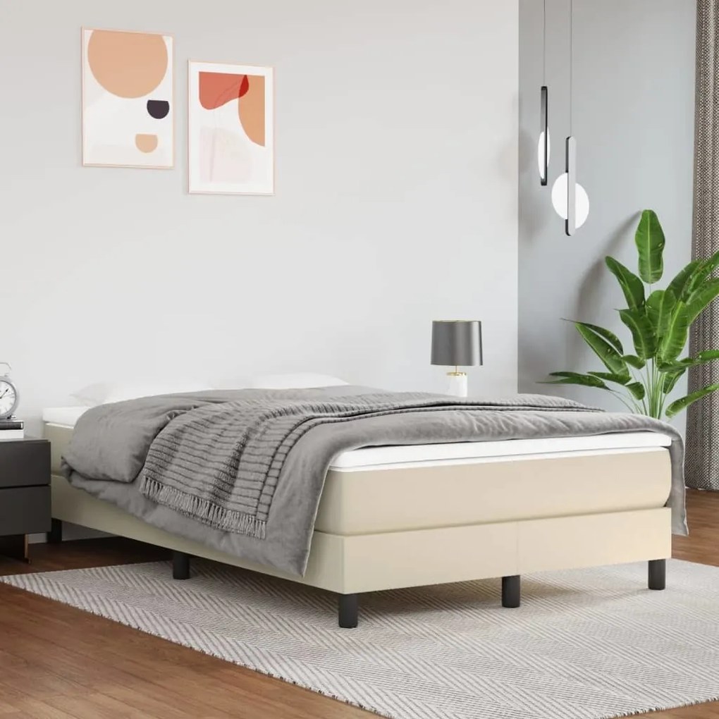 vidaXL Box spring postel 120 x 200 cm umělá kůže [3120689] Barva: Bílá