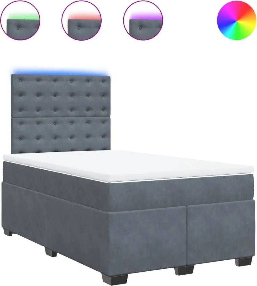 Box spring postel s matrací tmavě šedá 120 x 200 cm samet 3293195