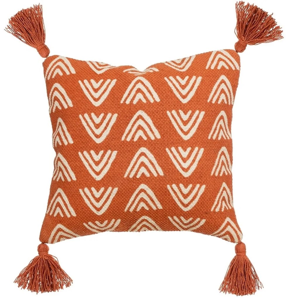 sass & belle Povlak na polštář s výplní Triangles 40x40cm, oranžová barva, bílá barva, textil