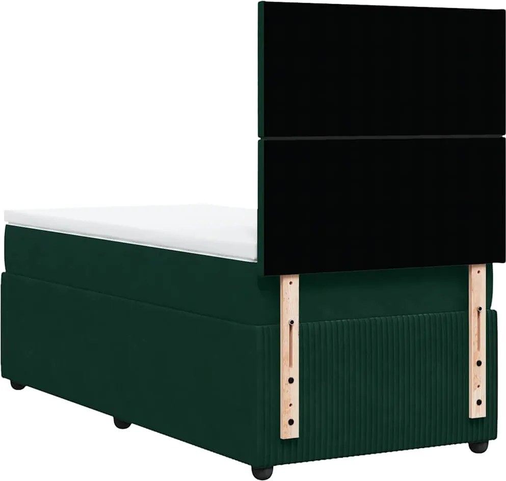 Box spring postel s matrací tmavě zelená 90x190 cm samet 3292211