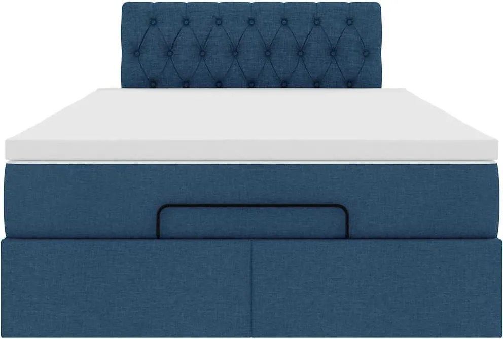 Osmanský postel s matrací modrá 120x200 cm textil 3311538