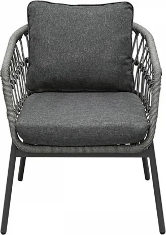 Zahradní set stůl 90x48 židle dvojkřeslo tmavě šedý antracitový ratan kov AZ-L1880 grey