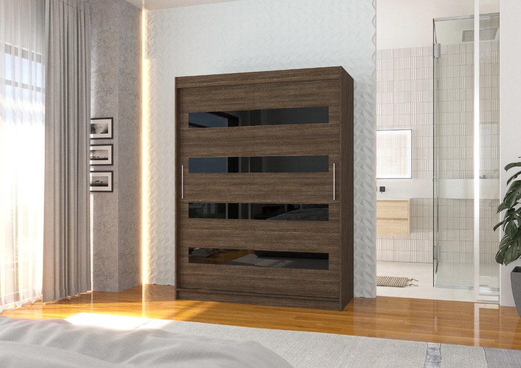 ADRK Furniture Skříň posuvná se zrcadlem MARTINEZ 150 ADRK-SW-MAR-CH-BL-150